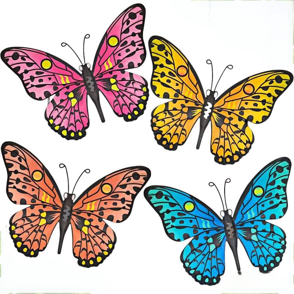 Cubilan 9.6 in. x 7.1 in. Metal Butterfly Outdoor Wall Sculpture (4 ...