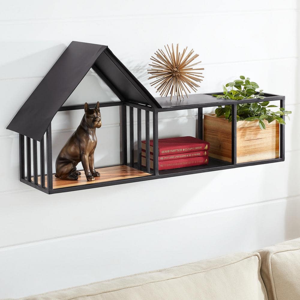 Home Decorators Collection 14 in. H x 28 in. W x 8 in. D Wood and Black ...