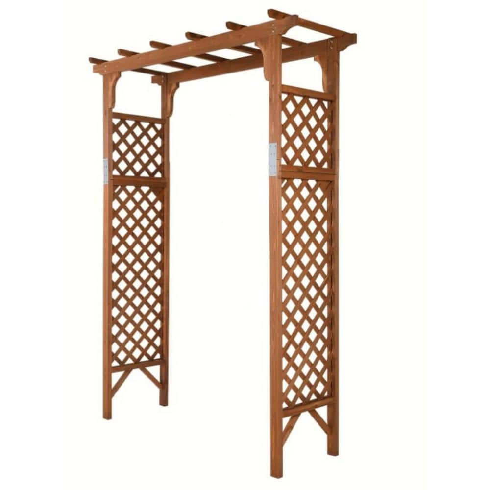 85.00 in Light Brown Wood Trellis, Wedding Arch for Ceremony, Plant ...