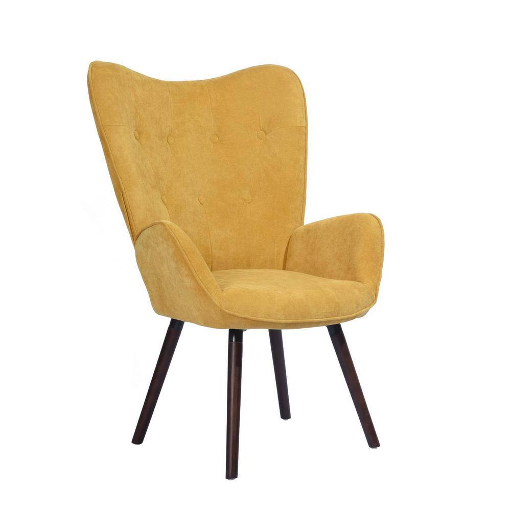 LUCKY ONE Varg 26 in. Yellow Fabric Arm Chair Accent Wingback Chair for ...