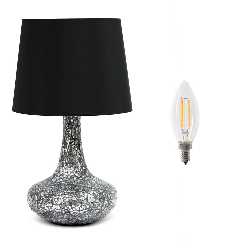 Simple Designs 14.17 in. Mosaic Tiled Glass Genie Table Lamp with LED ...
