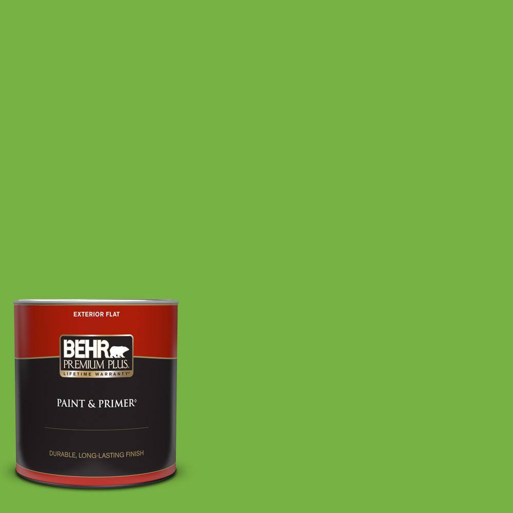 BEHR PREMIUM PLUS 1 qt. #S-G-430 Sparkling Apple Flat Exterior Paint ...