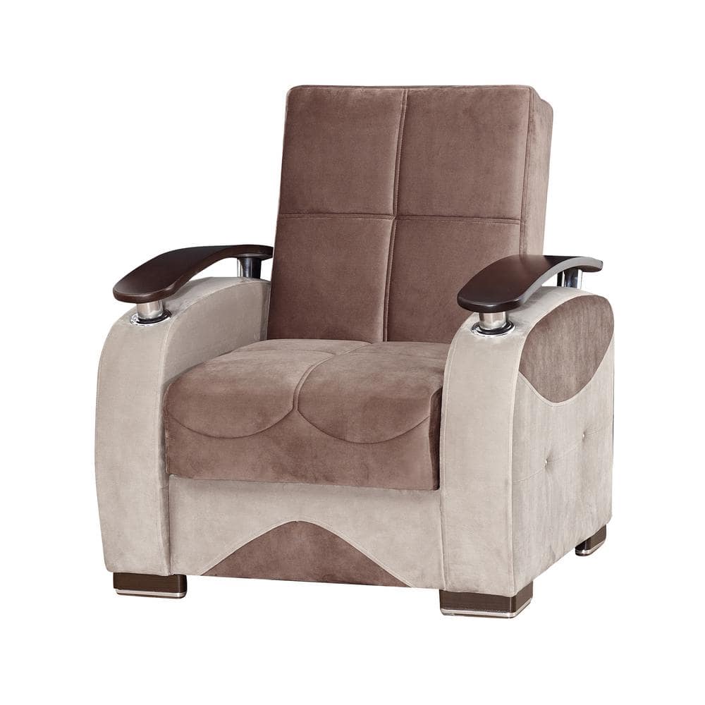 Ottomanson Divine Collection Convertible Brown Armchair With Storage ...