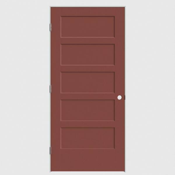 Masonite 36 in. x 80 in. 5-Panel Bayshore Right-Hand Hollow Red Bluff ...