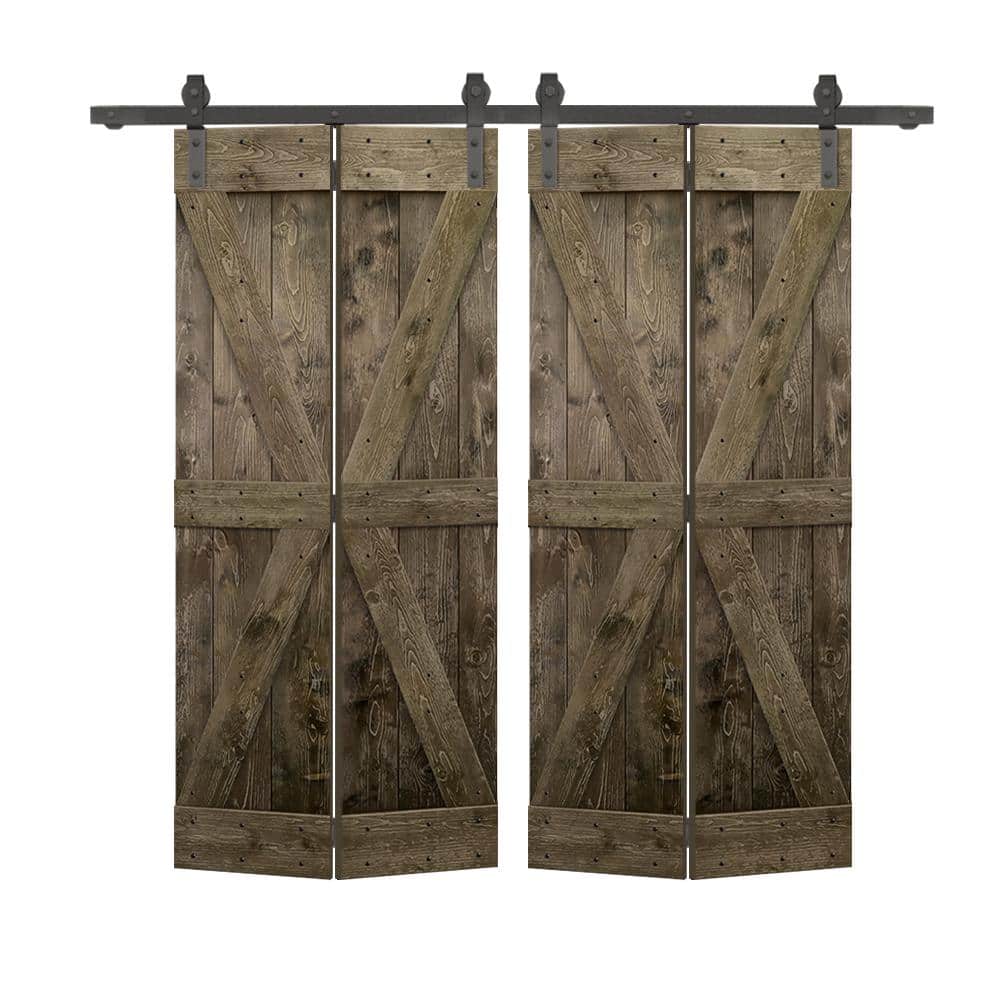 CALHOME 48 in. x 84 in. British K Pre Assembled Solid Core Espresso Wood Double Bi-Fold Doors ...