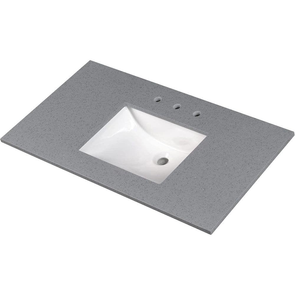 NTQ Gudt 48 in. W x 22 in. D Engineered Stone Vanity Top Rectangular ...