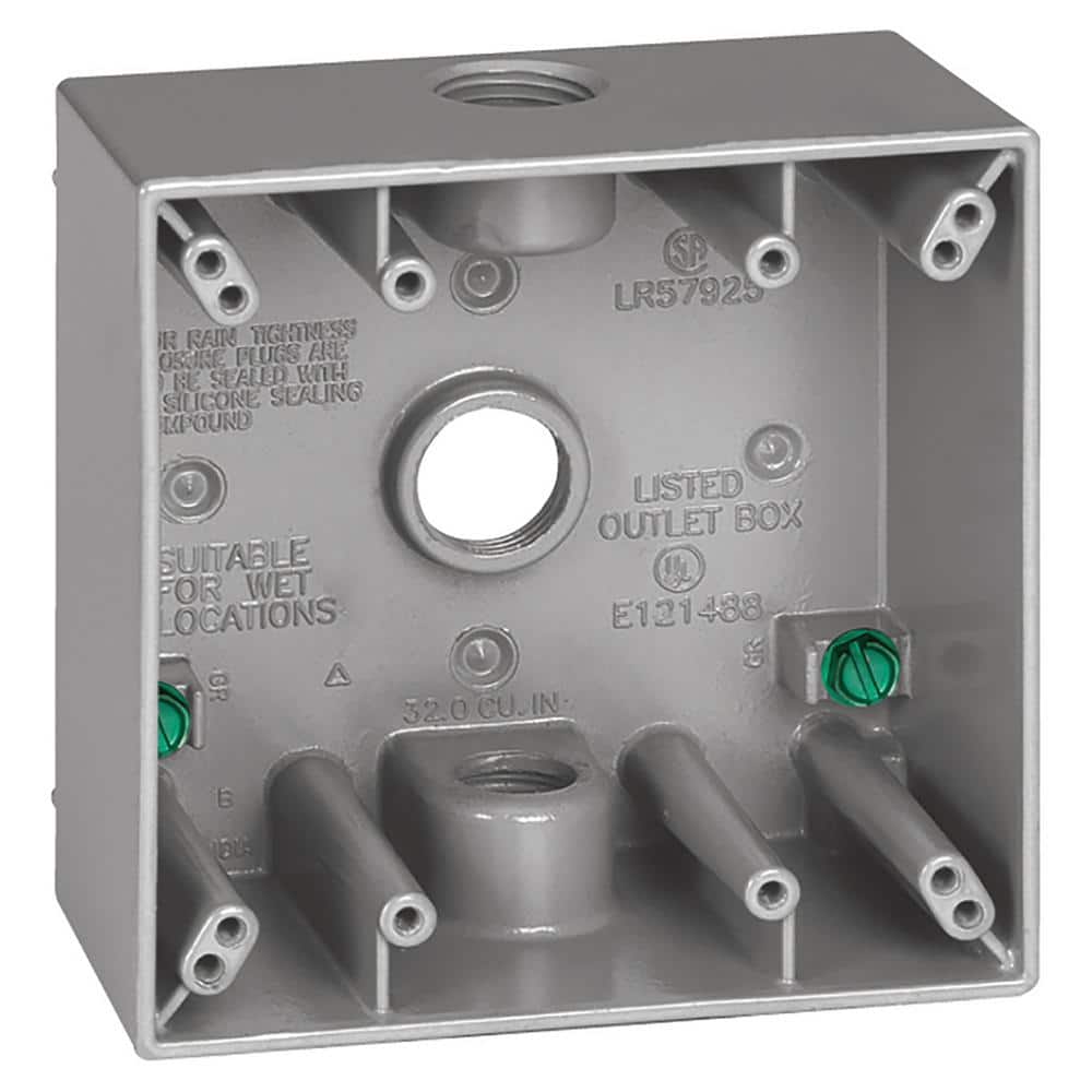 Commercial Electric 2-Gang Metal Weatherproof Electrical Outlet Box ...