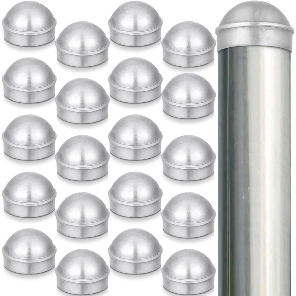 Afoxsos Aluminum Silver Round Dome Chain Link Fence Post Caps for 2-3/8 ...