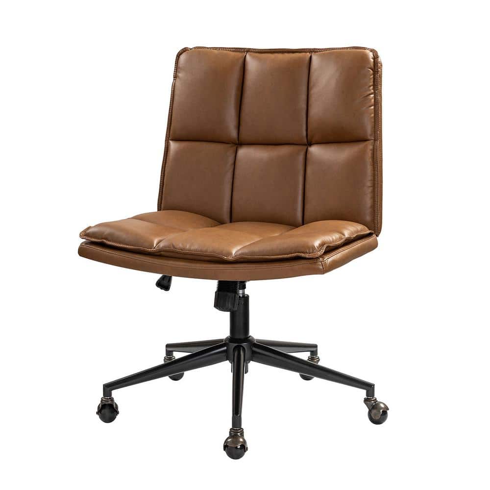 JAYDEN CREATION Iris Modern Camel Leather Swivel Tilting Adjustable ...
