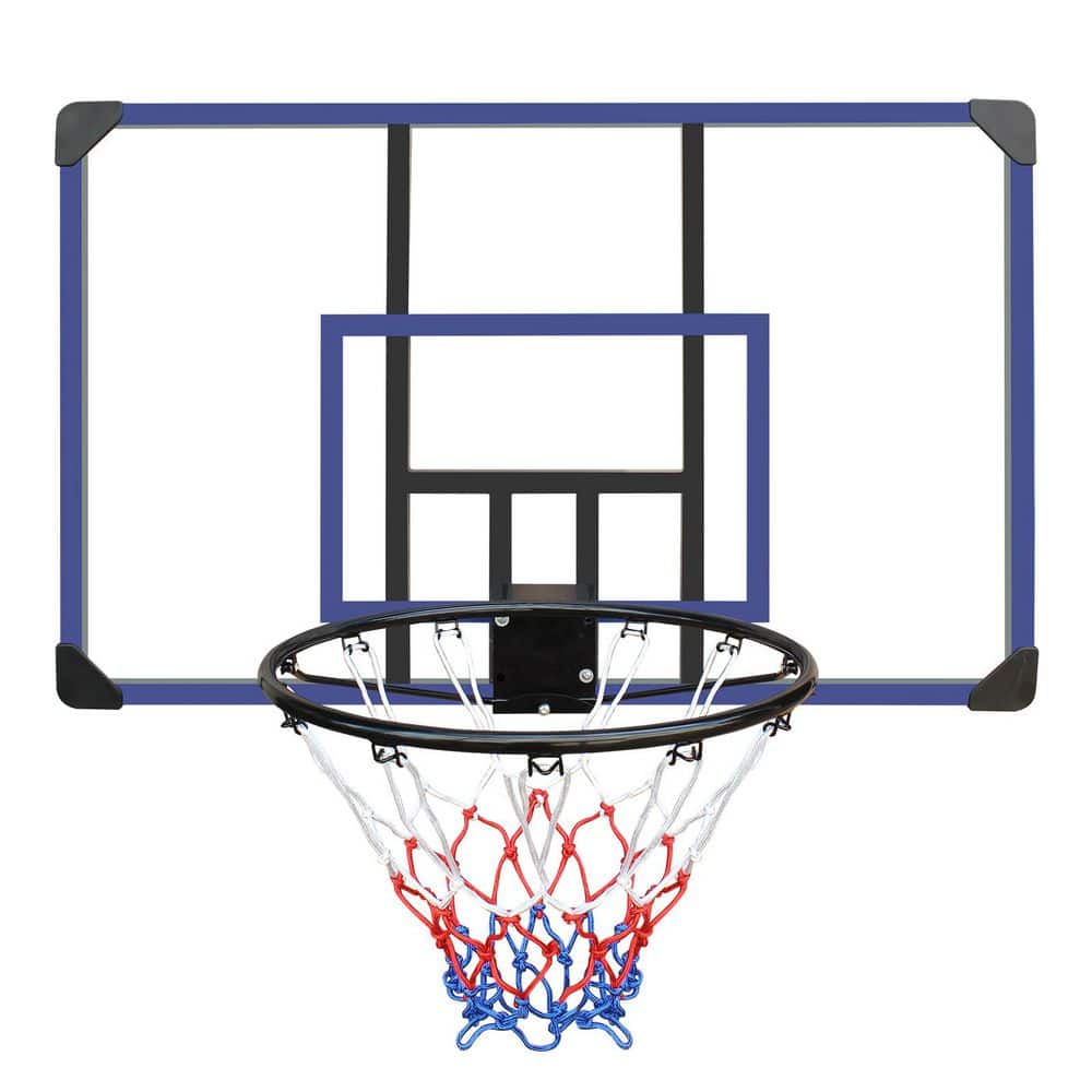 Huluwat Blue 45 in. L x 29 in. W Wall-Mounted Basketball Panel with Rim ...