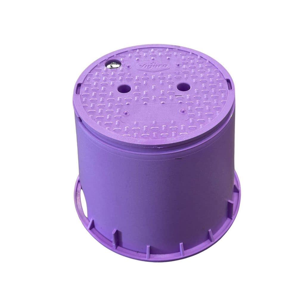 Vigoro 10 in. Round Valve Box and Lid Combo Purple Non-Potable Valve ...