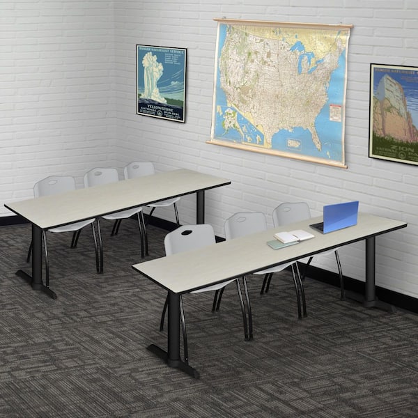 Regency Cain 84 in x 24 in. Maple T-Base Training Seminar Table Desk ...