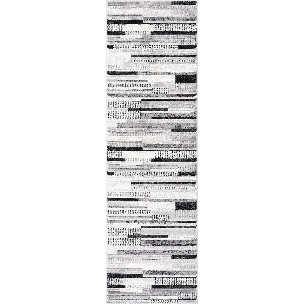 Tayse Rugs Alpha Gray 2 ft. x 8 ft. Abstract Indoor Area Rug ALH1609 ...