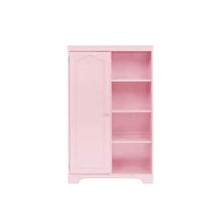 Pink Wooden Side Cabinet Open Organizer Shelves Utility Door Cabinet ...