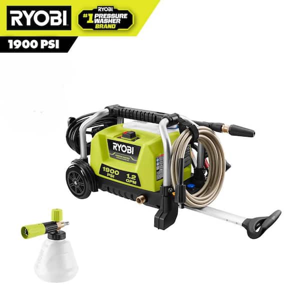 RYOBI 1900 PSI 1.2 GPM Cold Water Wheeled Electric Pressure Washer with ...