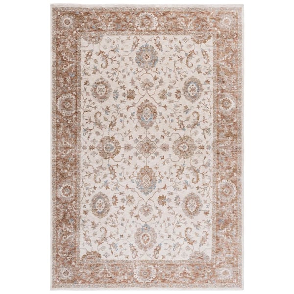 SAFAVIEH Marigold 8 ft. x 10 ft. Ivory/Rust Ornate Floral Area Rug ...
