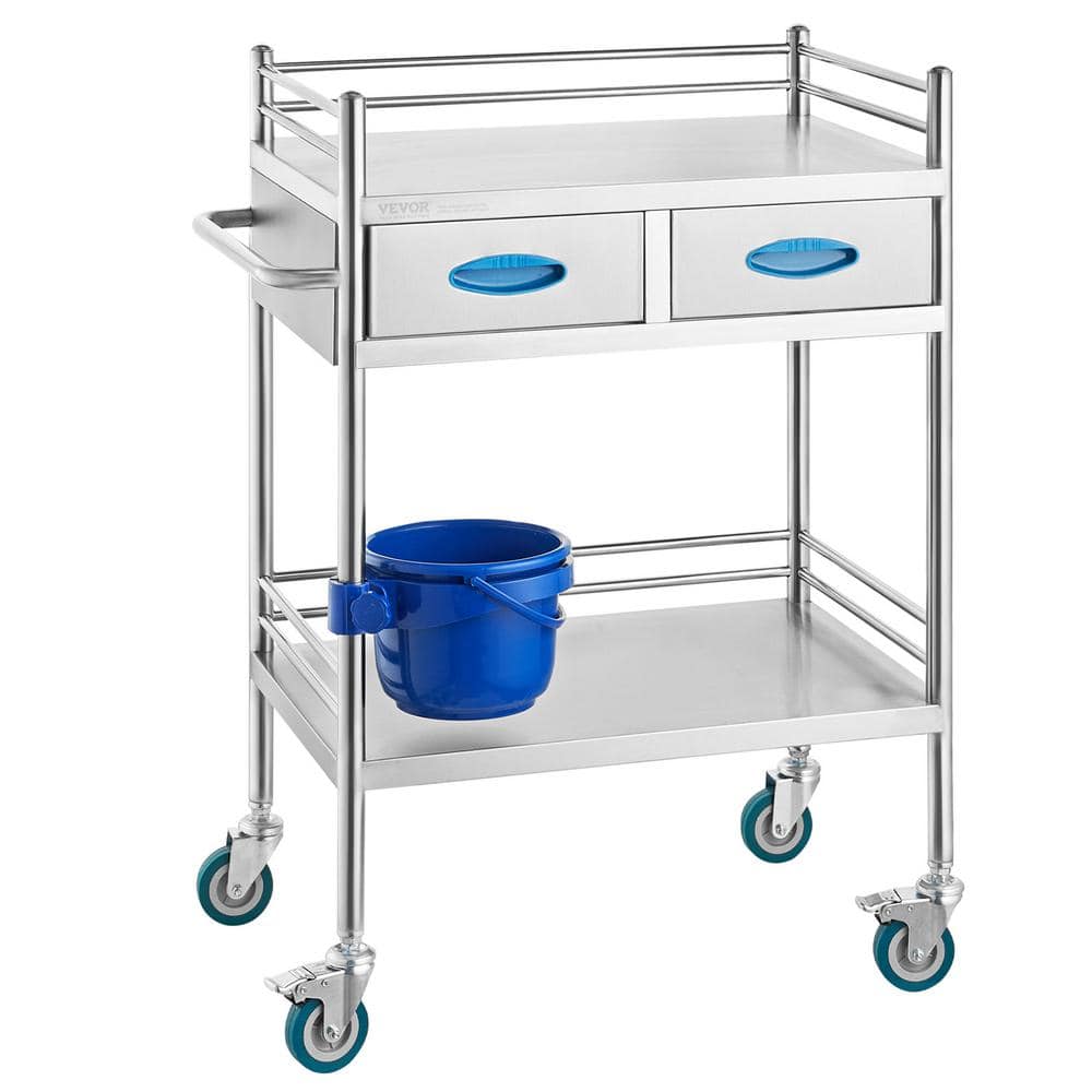 VEVOR Utility Cart，Lab Serving Cart, Kitchen Cart, Medical Cart with 2 ...