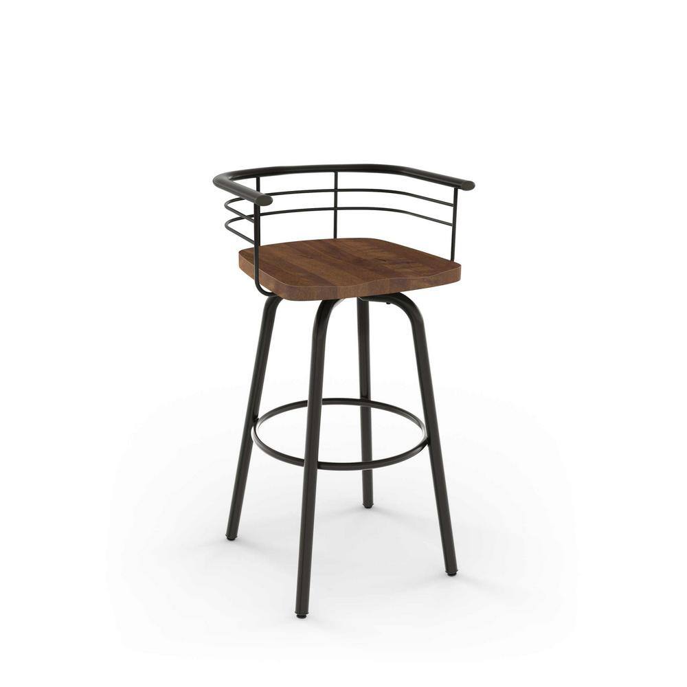 Amisco Brisk 30 in. Brown Wood / Gun Metal Swivel Bar Stool 41293-30/5187