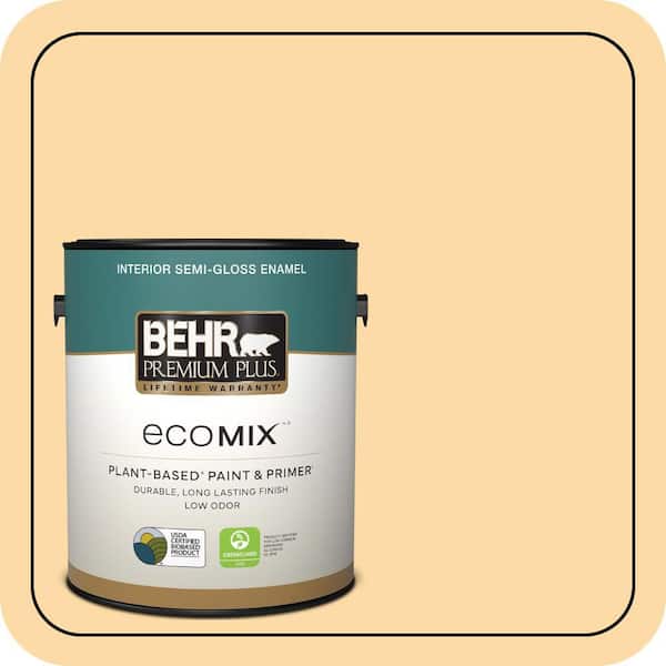 BEHR PREMIUM PLUS 1 gal. #M290-3 Corn Stalk Semi-Gloss Enamel EcoMix ...