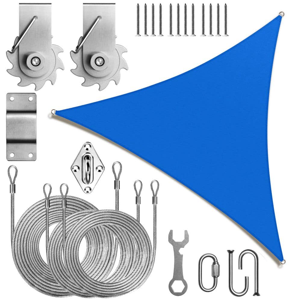 8 ft. x 8 ft. x 8 ft. Triangle Sun Shade Sail with Hardware TAWAL-Blue ...
