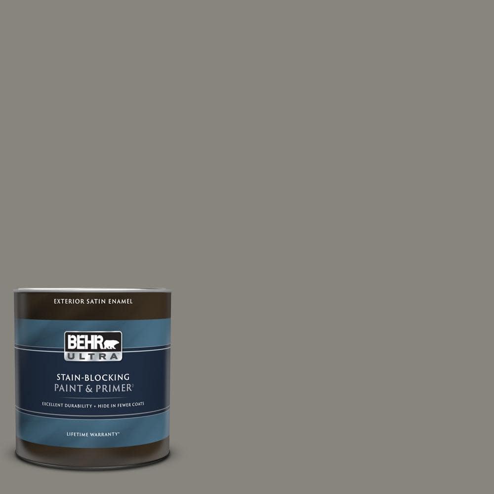 BEHR ULTRA 1 qt. #PPU24-07 Barnwood Gray Satin Enamel Exterior Paint ...
