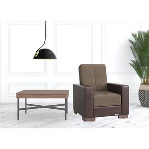 HomeRoots Amelia 38 in. Light Gray Fabric Arm Chair with Tufted ...