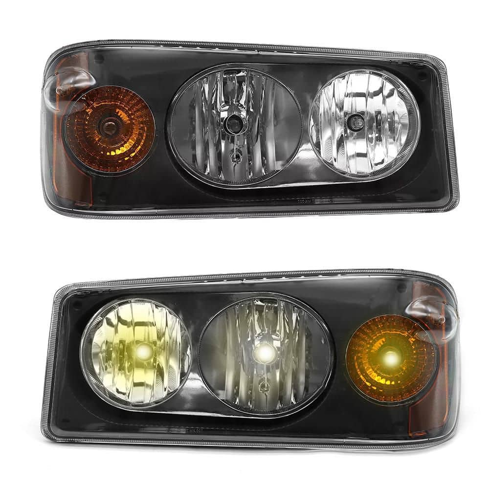 Black Headlights Assembly Compatible with Mack Granite GU713 Bulbs ...