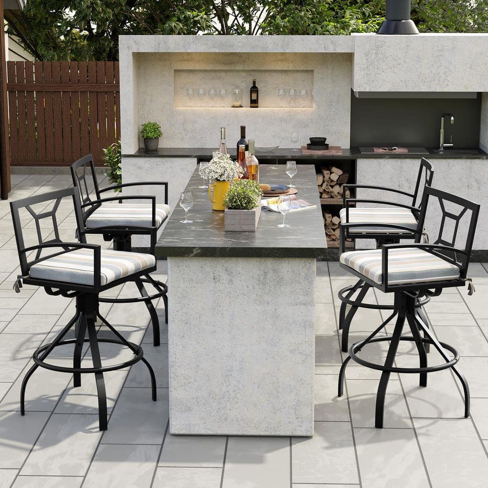 Crestlive Products Swivel Aluminum Outdoor Bar Stool with Colored ...