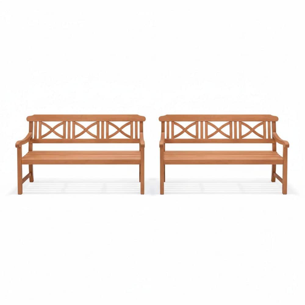 Amazonia Palma 2-Piece Solid Wood 100% FSC Patio Bench Set 2SOFTBENCH ...