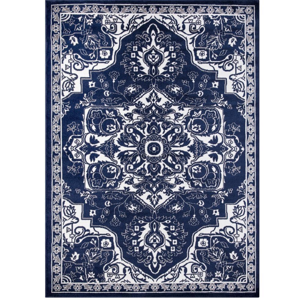 Concord Global Trading Jefferson Collection Vintage Medallion Navy 8 ft ...