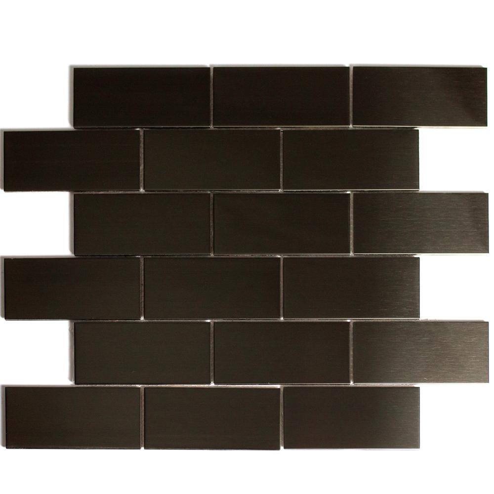 ABOLOS Modern Design Bronze Brick Mosaic 14 in. x 14 in. Stainless ...