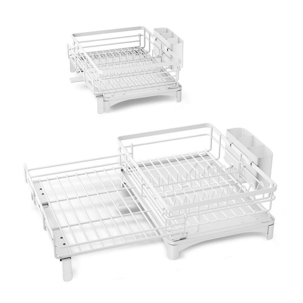 Numhew 12.2 in. to 21.7 in. White Extendable Dish Rack, Dish Drying ...