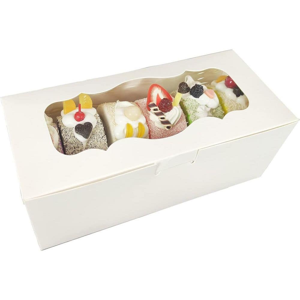 Lynzavix 30 Piece White Bakery Cookie Boxes with Window, Loaf Cake ...