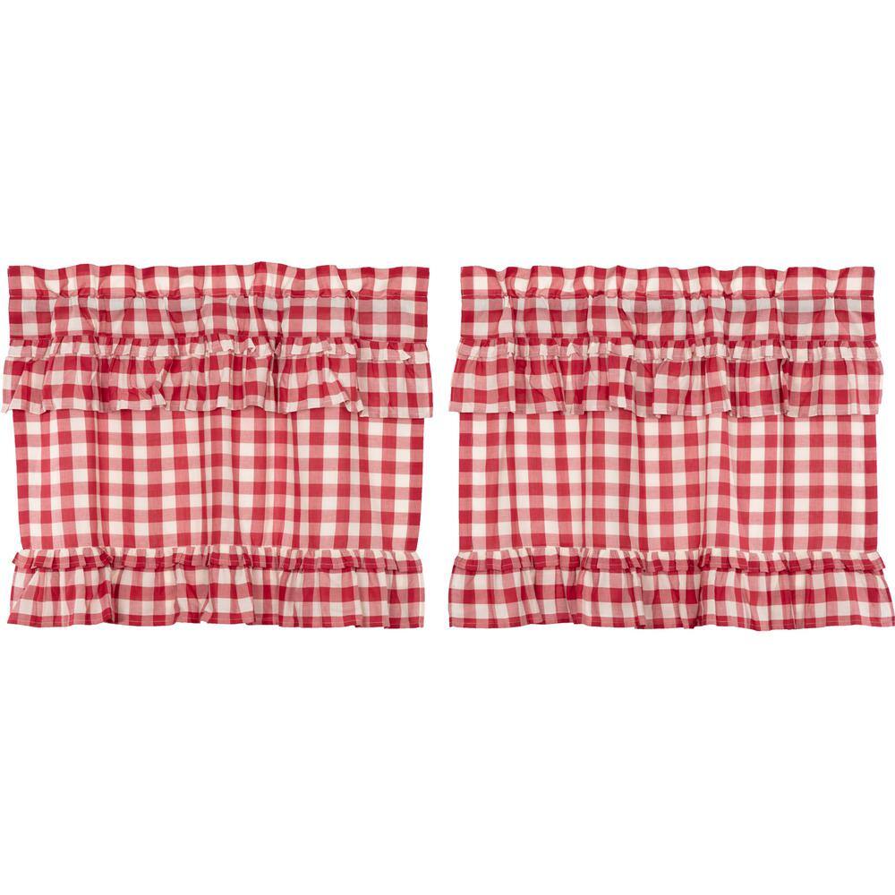 VHC BRANDS Annie Buffalo Check Red White 36 in. x 24 in L. Ruffled ...