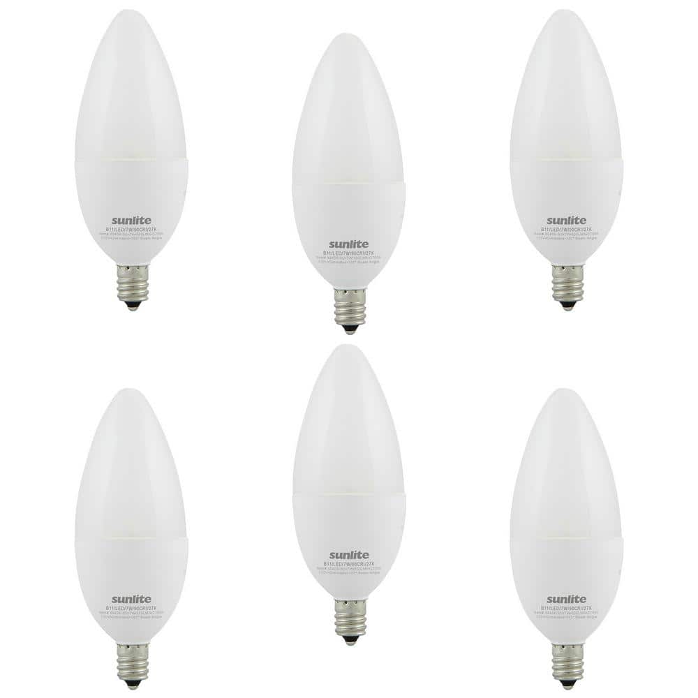 Sunlite 60-Watt Equivalent B11 Dimmable Candelabra E12 Base LED Light ...