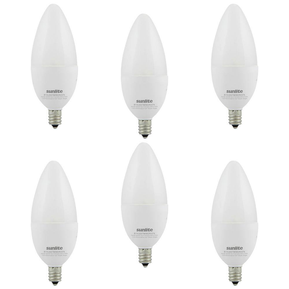 Sunlite 60-Watt Equivalent B11 Dimmable Candelabra E12 Base LED Light ...