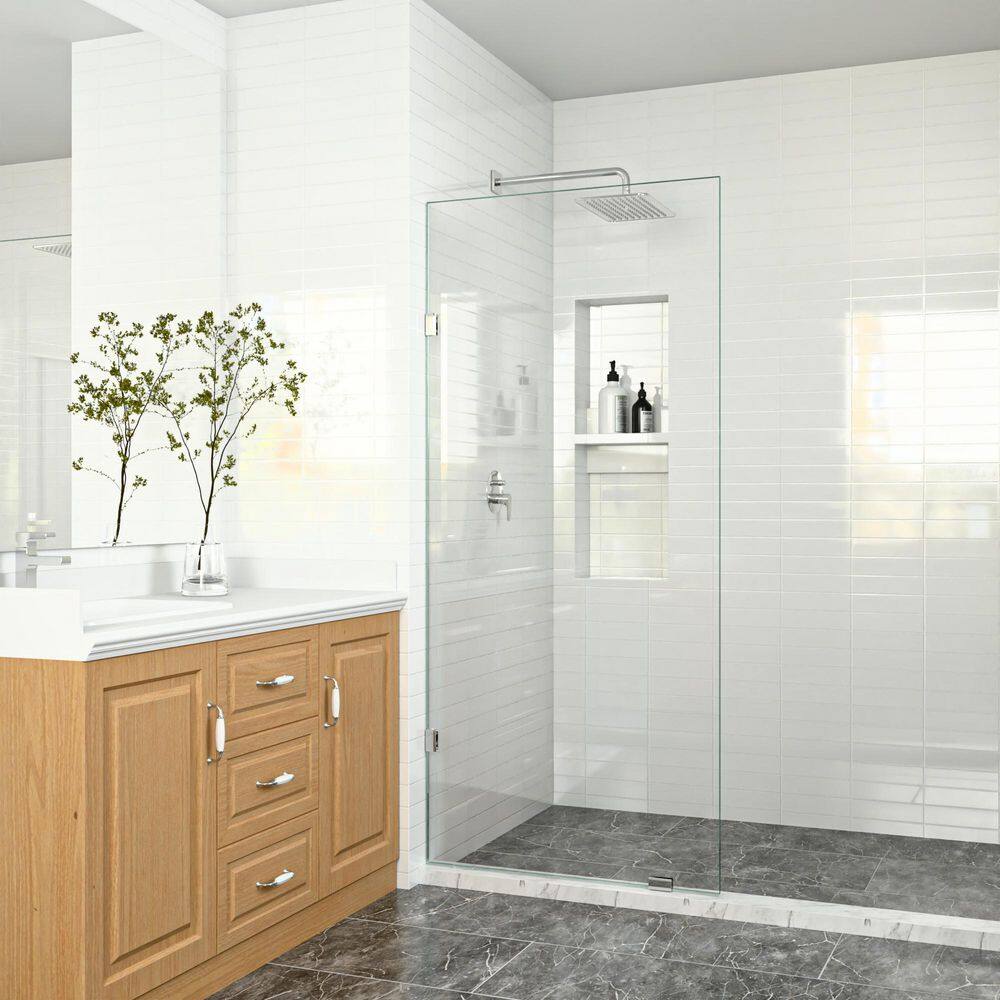 SHAAMA Linea 36 in. W x 78 in. H Frameless Fixed Single Panel Shower ...