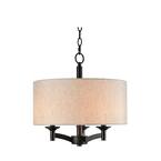 Hampton Bay Atchison 3-Light Oil-Rubbed Bronze Drum Pendant with White ...