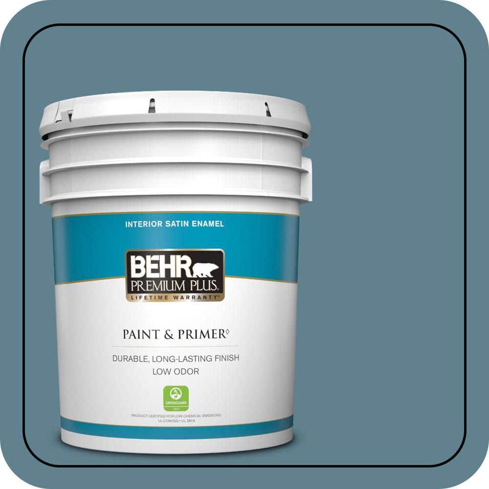 BEHR PREMIUM PLUS 5 gal. #S470-5 Blueprint Satin Enamel Low Odor ...