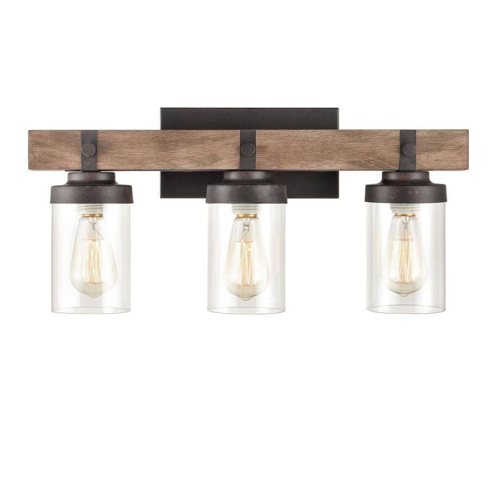 CLAXY 9.84 in. 3 light Brown Modern Wall Sconce with Glass Shade HY ...