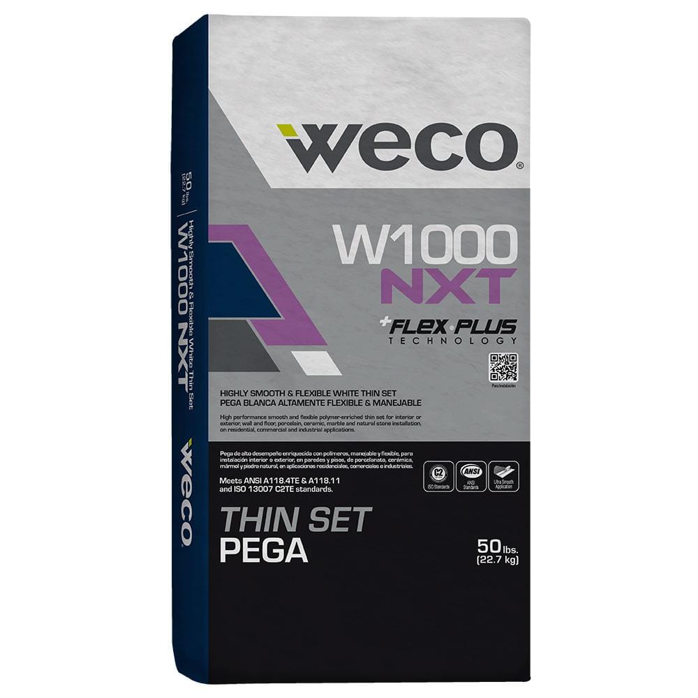 WECO W-1000 NXT 50 lb. White Flooring Powder Mortar for Interior/Exterior Floor and Wall Tile ...