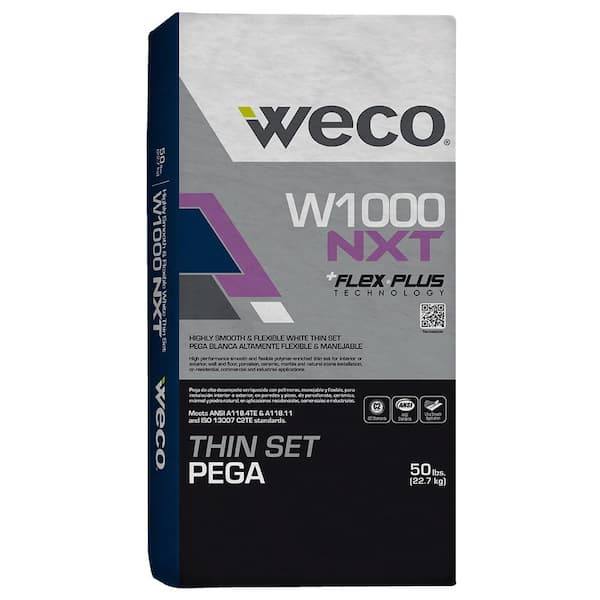 WECO W-1000 NXT 50 lb. White Flooring Powder Mortar for Interior/Exterior Floor and Wall Tile ...