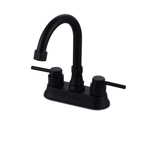 ARCORA 4 in. Centerset Double Handle High Arc Bathroom Faucet with Drain Kit Included in Matte ...