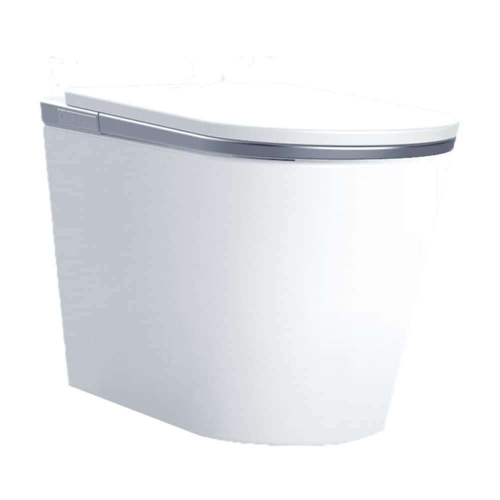 Boyel Living Elongated 1.34 GPF Smart Bidet Toilet in White&Silver with ...