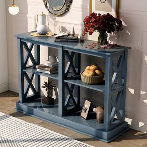 URTR 46 in.Navy blue Small Sofa Table, Rectangle Wood Console Table ...
