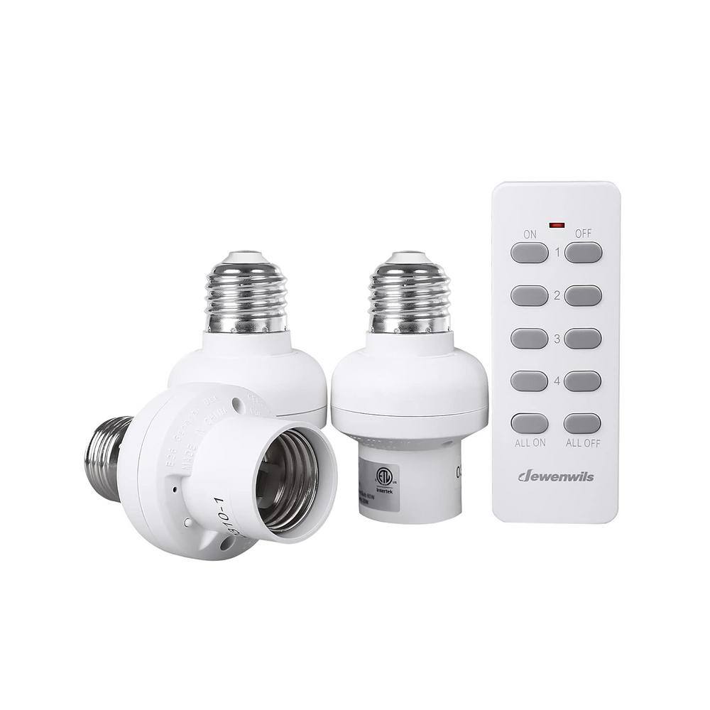 DEWENWILS 120-Volt Remote Control Light Bulb Socket Switch Kit, White ...