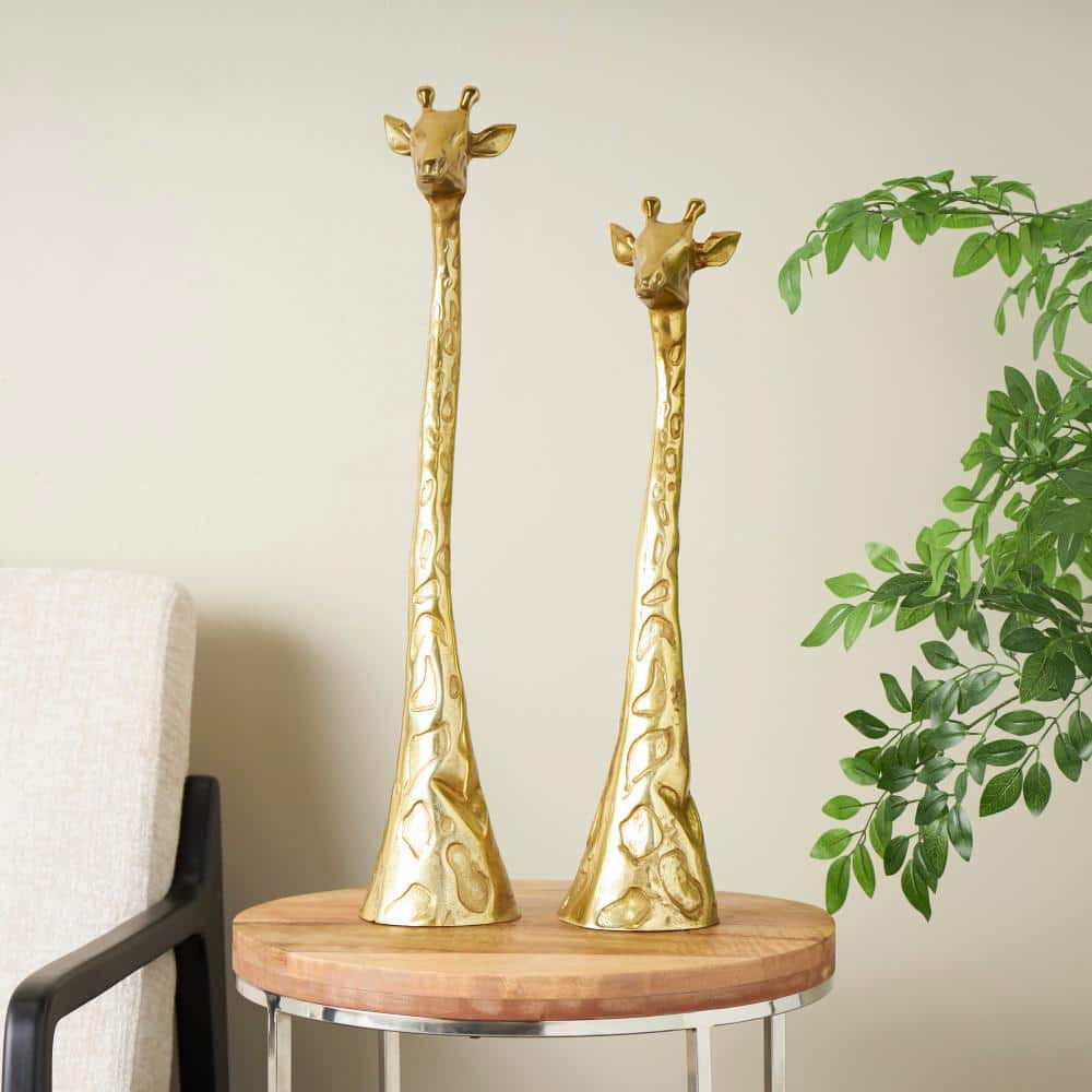 Litton Lane Gold Aluminum Metal Giraffe Sculpture (Set of 2) 044736 ...