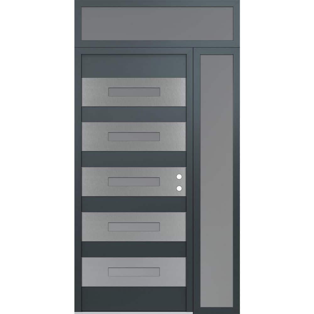 Tessari Doors D9 50 in. x 96 in. Silver P Left-Hand/Inswing Frosted ...