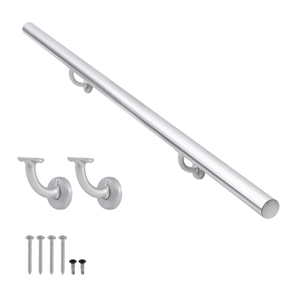 2 ft. Silver Aluminum Handrail Wood Grain Finish Nordic Minimalist ...