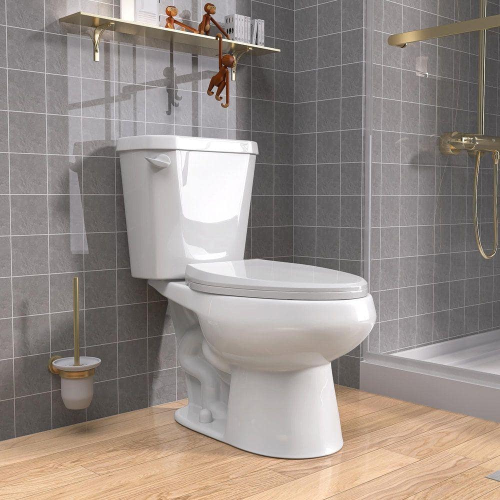 NTQ 2-Piece 1.28 GPF Toilets Single Flush Round Softclose Toilet in ...